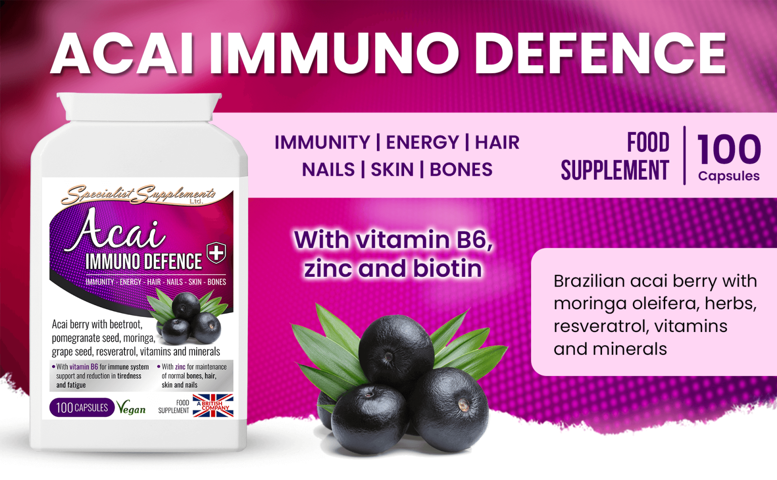 Acai Immuno Defence acai berry capsules | Specialist Supplements Ltd
