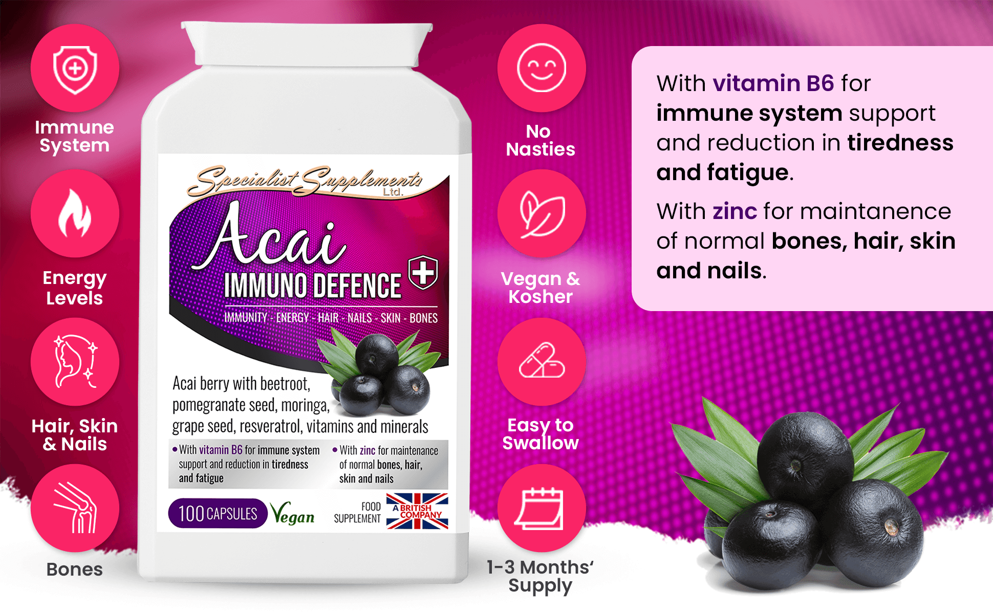 Acai Immuno Defence acai berry capsules | Specialist Supplements Ltd