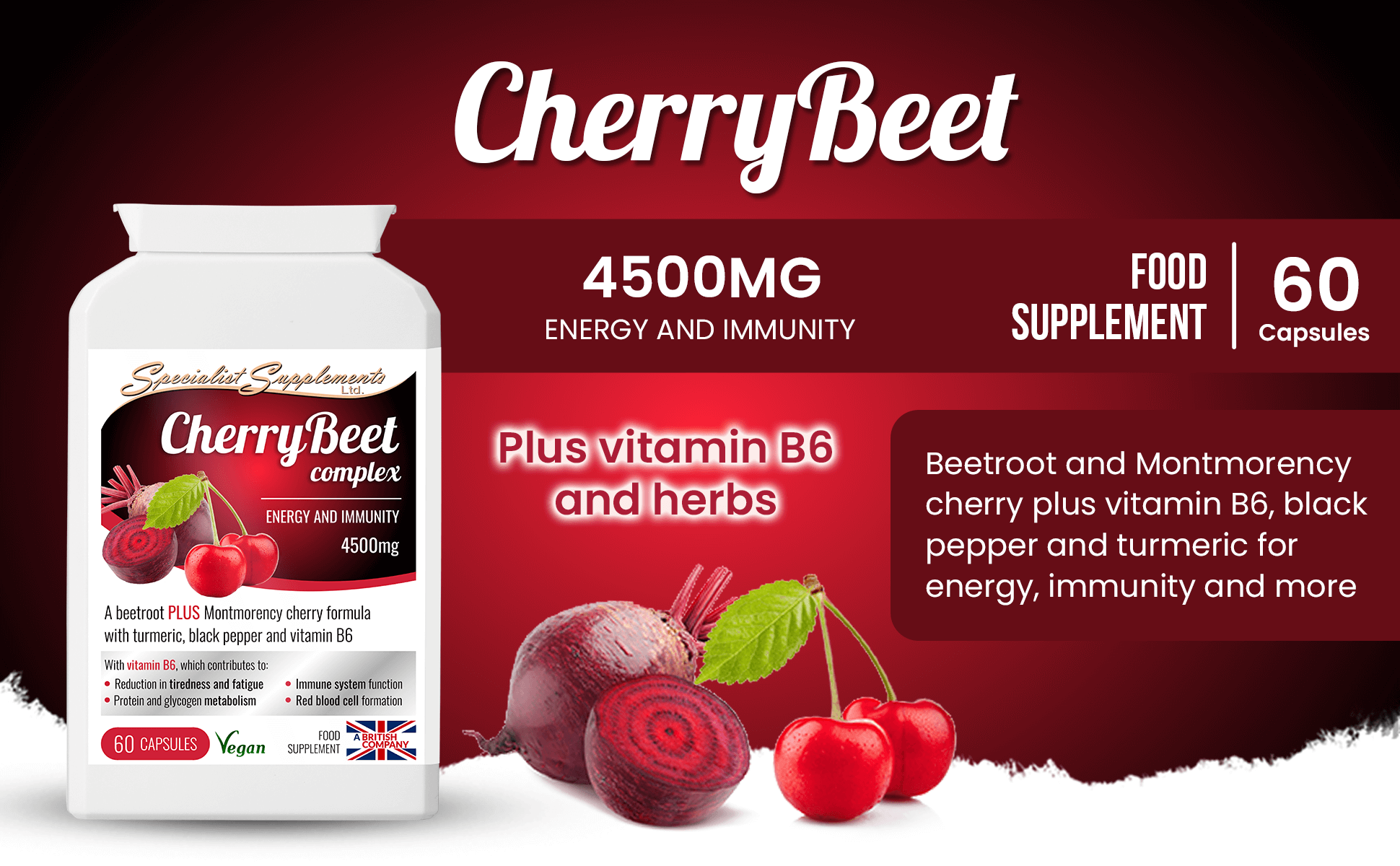 CherryBeet cherry and beetroot capsules| Specialist Supplements Ltd