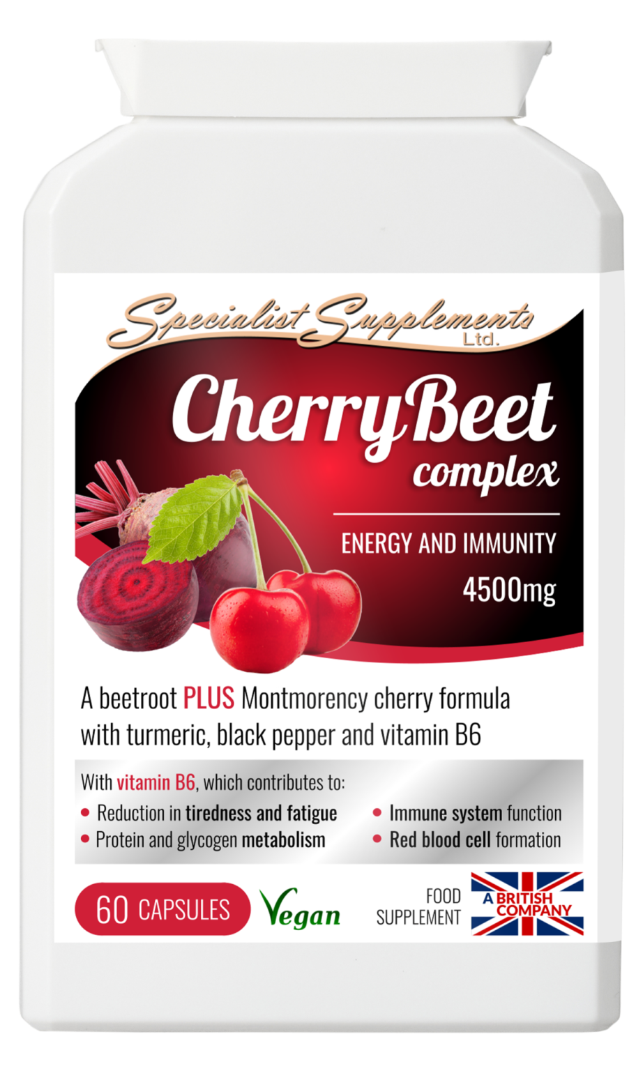 CherryBeet cherry and beetroot capsules| Specialist Supplements Ltd